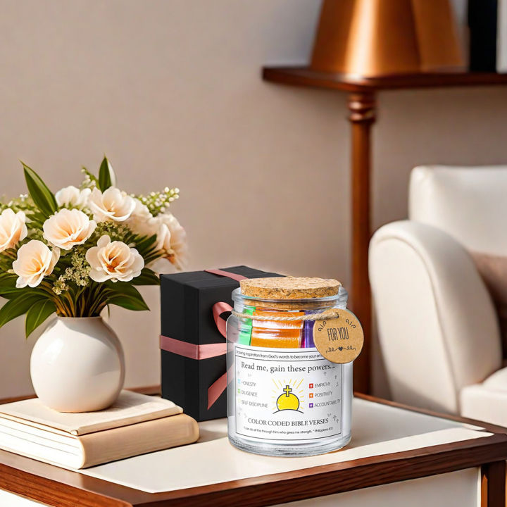 PENNYJ Bible Verse Jar Daily Devotional Jar Christian Bible Verse Glass ...