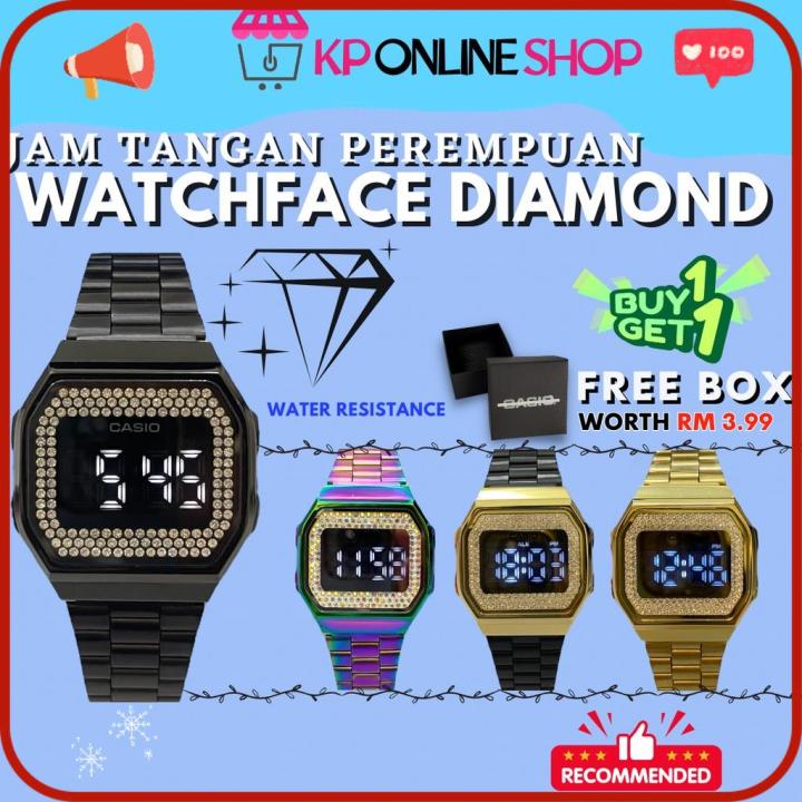 [100% ORIGINAL] JAM Casio Full Diamond FD-168 Digital Watch Touch ...