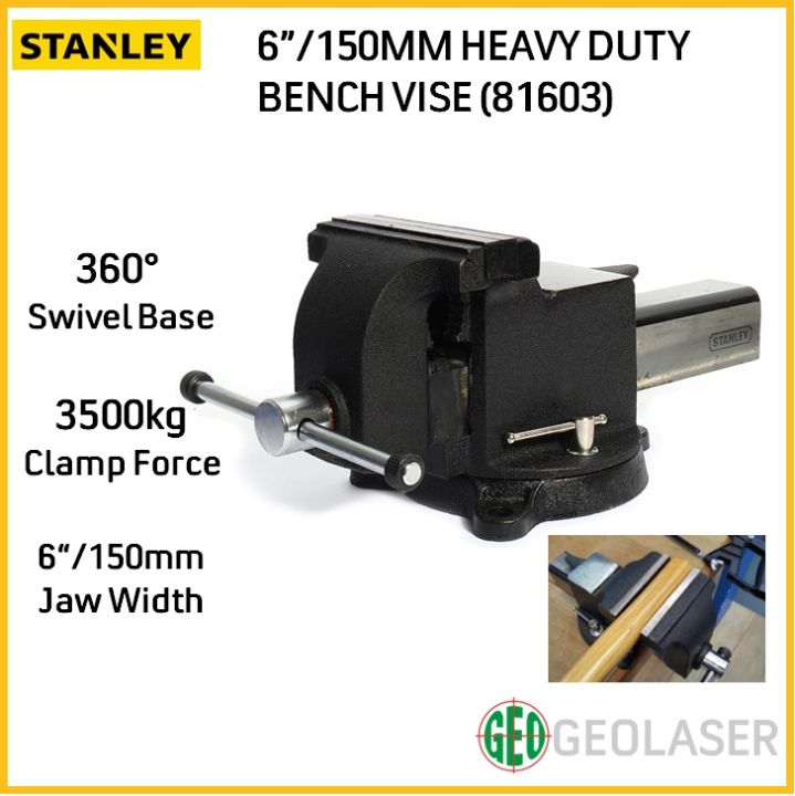 STANLEY 6 inch / 150mm 360 degree Swivel Base Cast Steel Bench Vise ...
