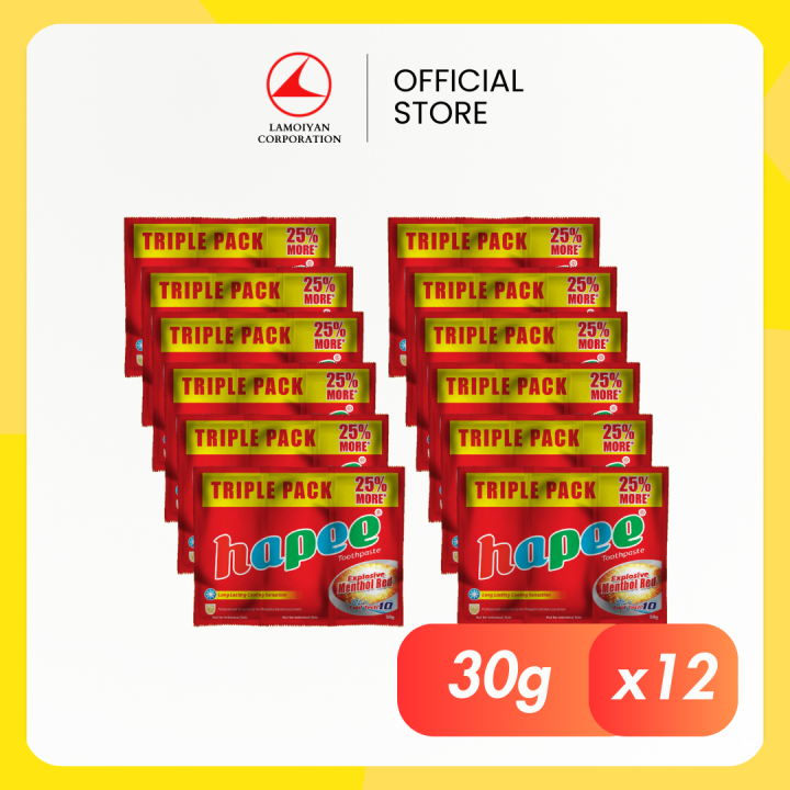 [Bundle of 12] Hapee Toothpaste Explosive Menthol Red 30g | Lazada PH