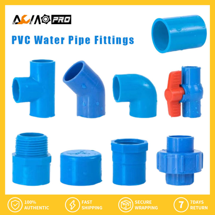 AumoPro 1PCS 1/2",3/4",1" PVC Blue Pipe Fittings Tee, Cap, Plug, Male ...