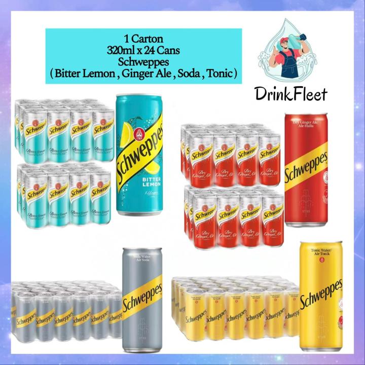 Schweppes (Ginger Ale , Soda water , Tonic water ) - 320ml x 24 Cans ...