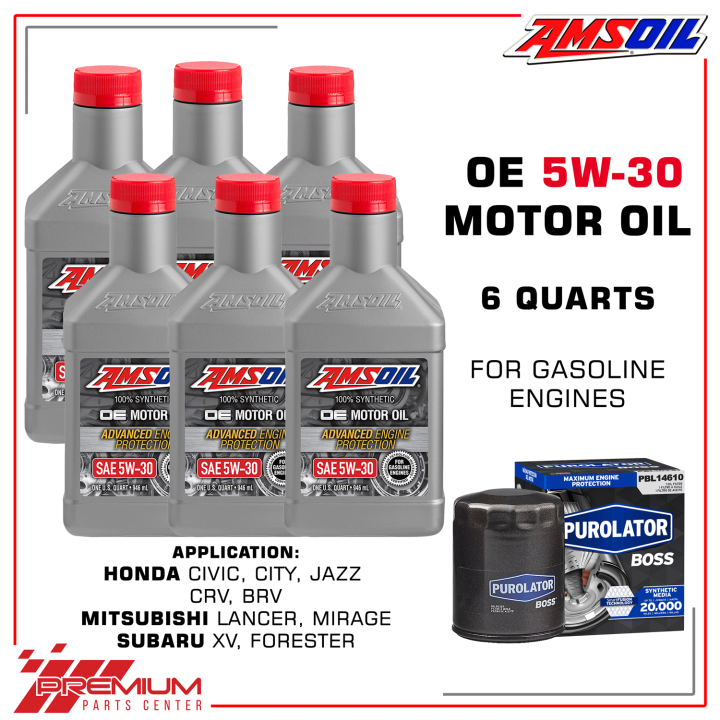 AMSOIL OE 5w-30 100% Synthetic Motor Oil 6 Quarts Bundle for Subaru ...