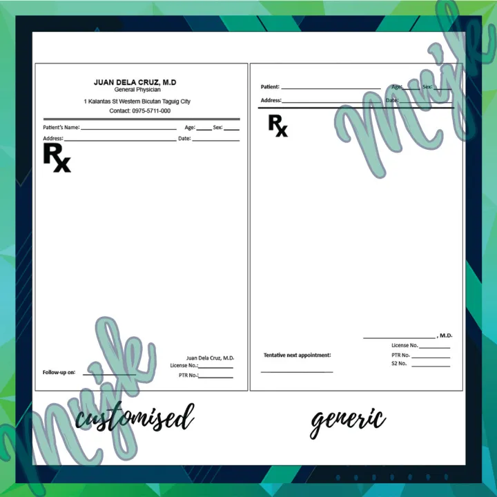 RX Prescription Pads Generic or Customized 50 100 pcs | Lazada PH