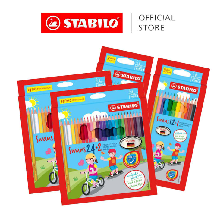 STABILO Swans [Twin Pack] Colored Pencils Hexagonal Shape Safe to Use ...