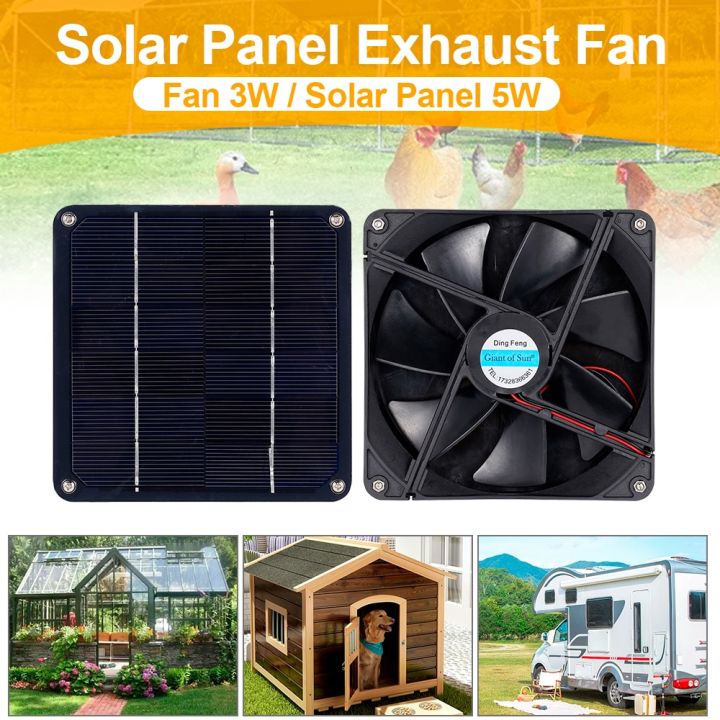 12V Solar Panel Powered Fan Ventilator Mini Exhaust Fan For Dog Chicken ...