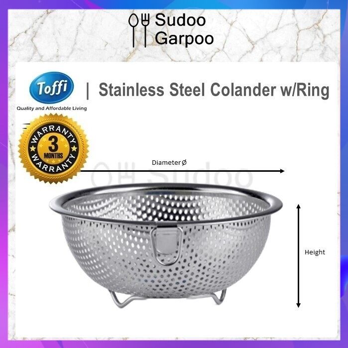 [TOFFI] Colander with Ring Stainless Steel/ Penapis Bakul (16/ 20/ 22 ...