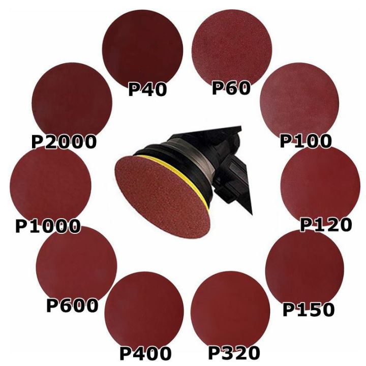 10 PCs circular sandpaper 4/5/6/7 circular sandpaper grit hook 60-400 ...