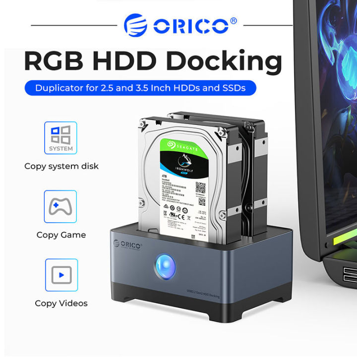 ORICO RGB HDD Docking Station Type-C Aluminum 2.5/3.5 Inch HDD Case RGB ...
