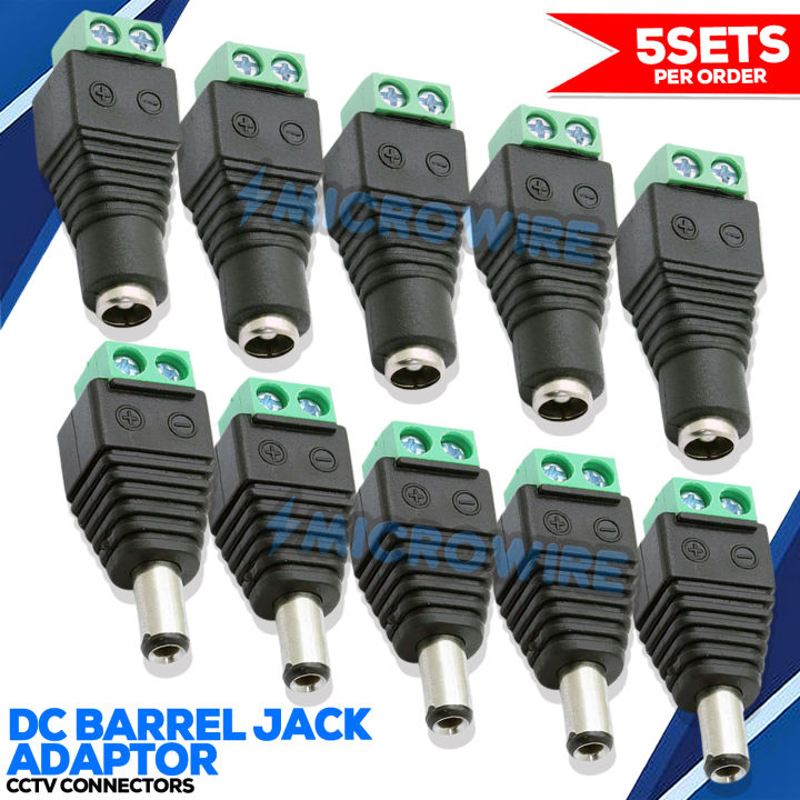 MW 12V DC Male & Female Power Balun Plug Connectors – 5 Pairs Set ...
