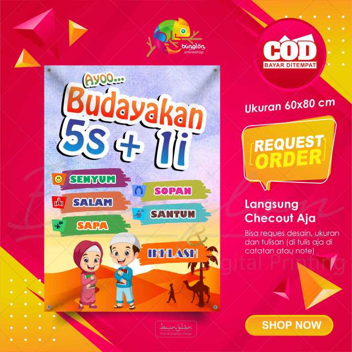 Spanduk & Banner Budayakan 5S + 1I | Lazada Indonesia