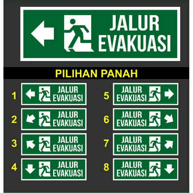 Stiker Dinding Cutting Sticker Safety Sign K3 Tanda Arah Jalur Evakuasi | Lazada Indonesia