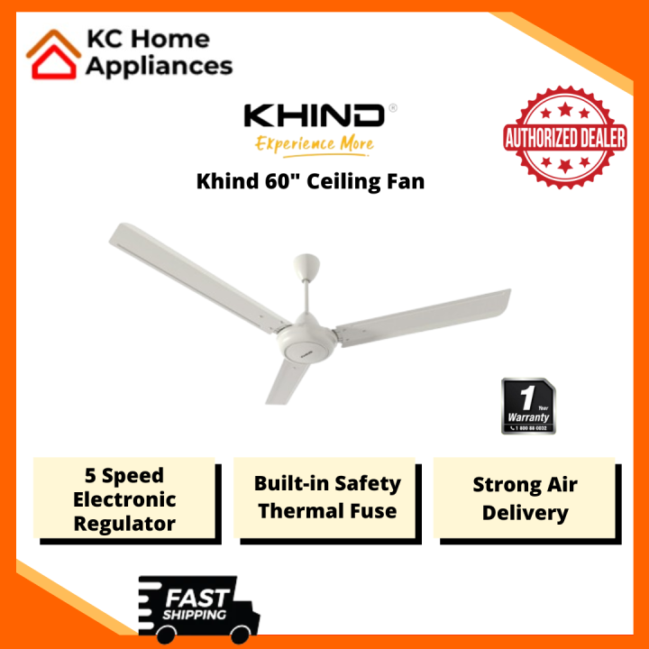 Khind 60" Ceiling Fan | 80W | 5 Speed | Strong Air Delivery | Built-in ...