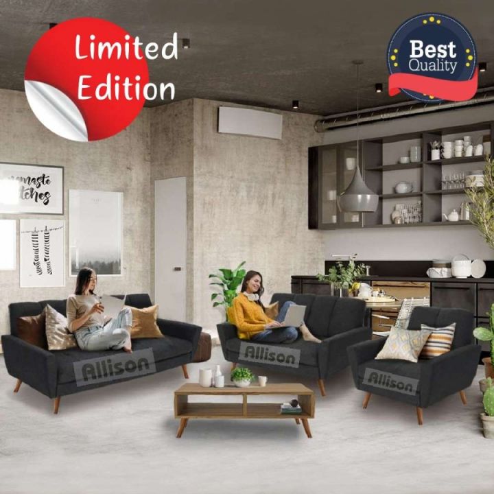 Allison Sofa Scandinavian 321 Seater Graphite | Lazada Indonesia