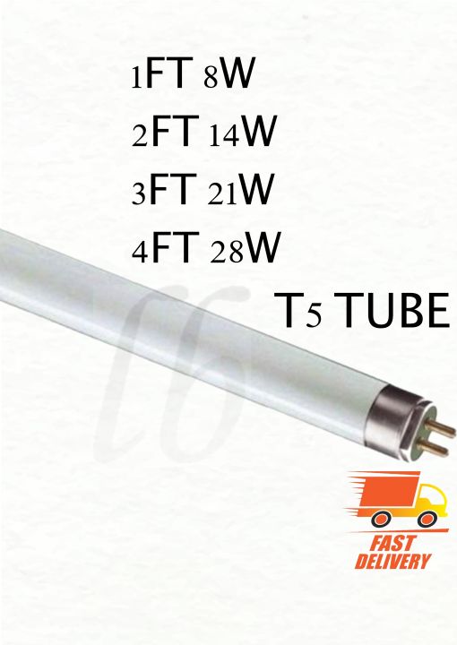 T5 TUBE FLUORESCENT TUBE 1FT 8W/ 2FT 14W / 3FT 21W/ 4FT 28W | Lazada