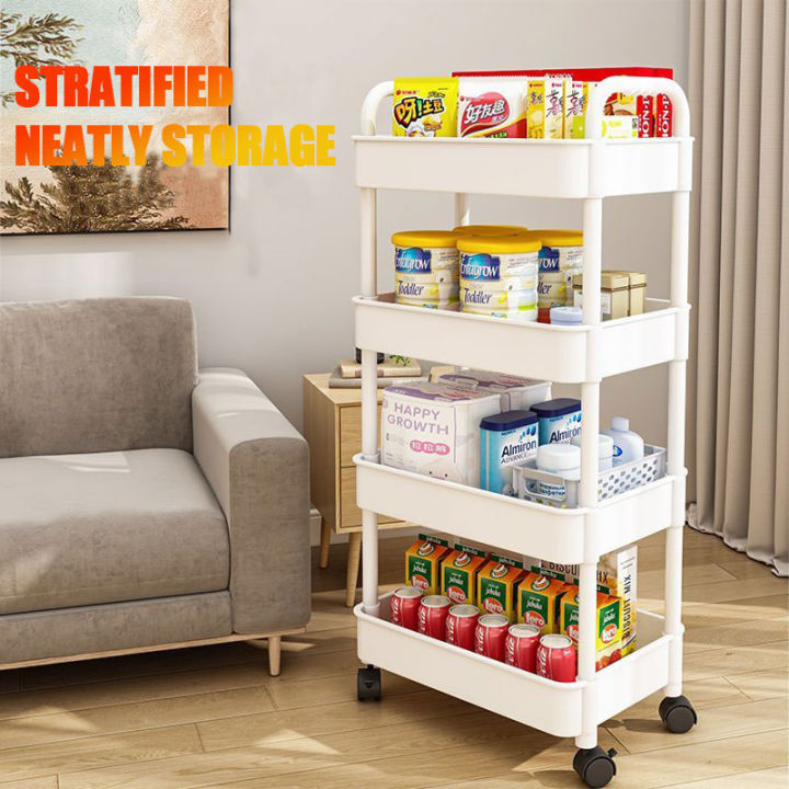 Plastic wheel 3 Tier multifunction storage trolley rack office shelves ...