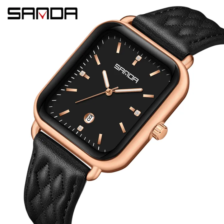 SANDA Brand Women Elegant Fashion Square Dial Watches Waterproof Quartz ...