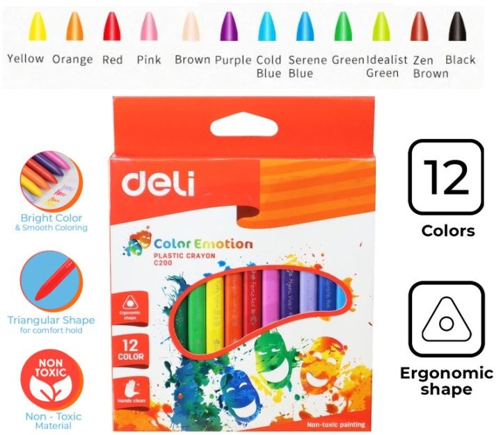 Deli Long 12 color Crayon C200 (Color Emotion) | Lazada
