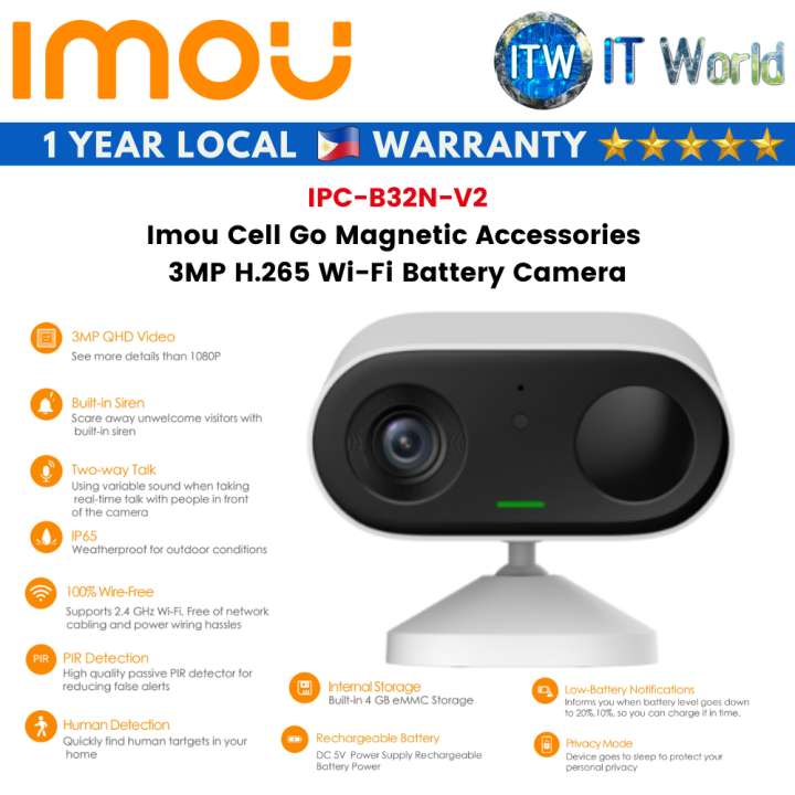 Itw | Imou Cell Go Magnetic Accessories 3MP H.265 Wi-Fi Battery Camera ...
