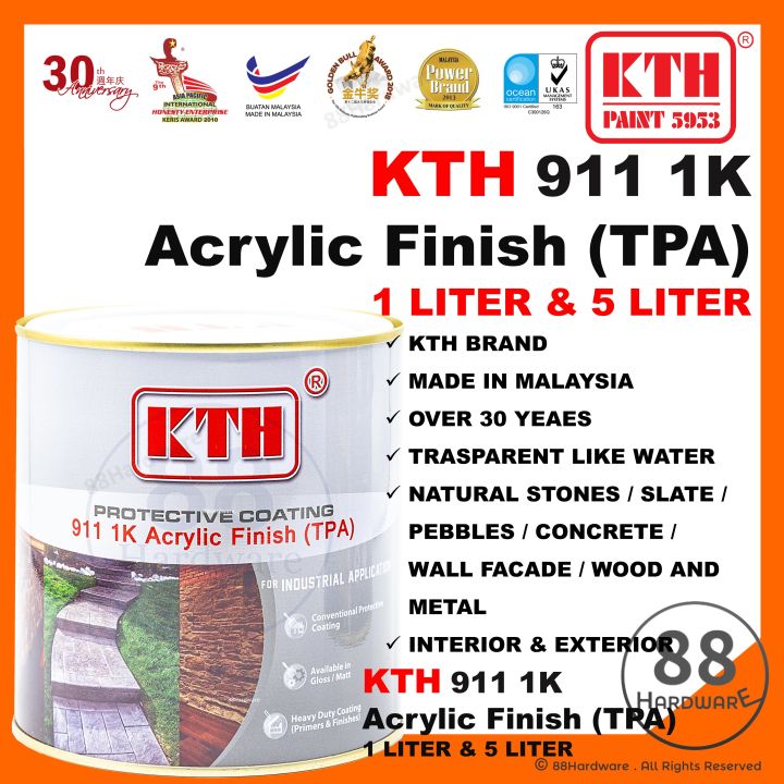 1L 5L Kth 911 1k acrylic finish clear / stone / clear finish / batu ...