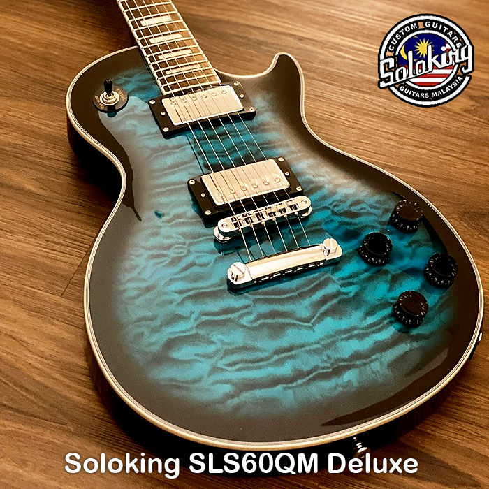 Soloking SLS60QM Deluxe Les Paul Electric Guitar - Teal Burst (SLS-60 ...