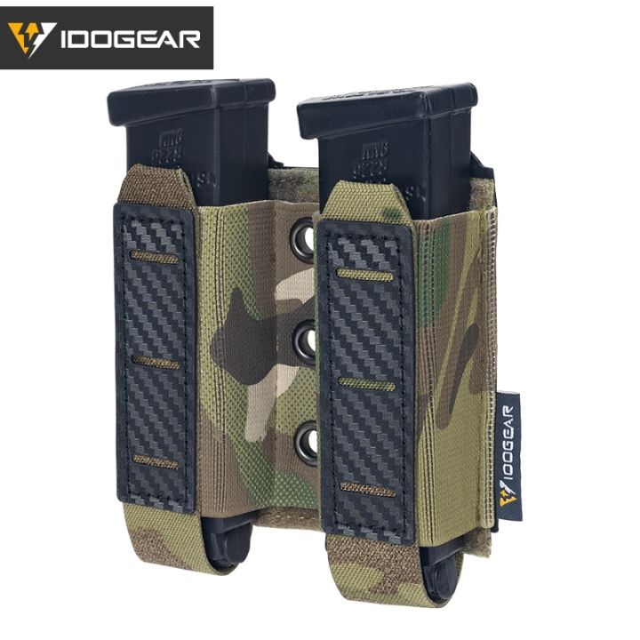 IDOGEAR Tactical Double Mag Pouch For 9mm Magazine MOLLE Open Top MOLLE ...