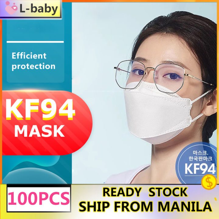 100pcs Kf94 Face Mask 4 Layer Non-woven Protection Filter 3d Anti Dust ...