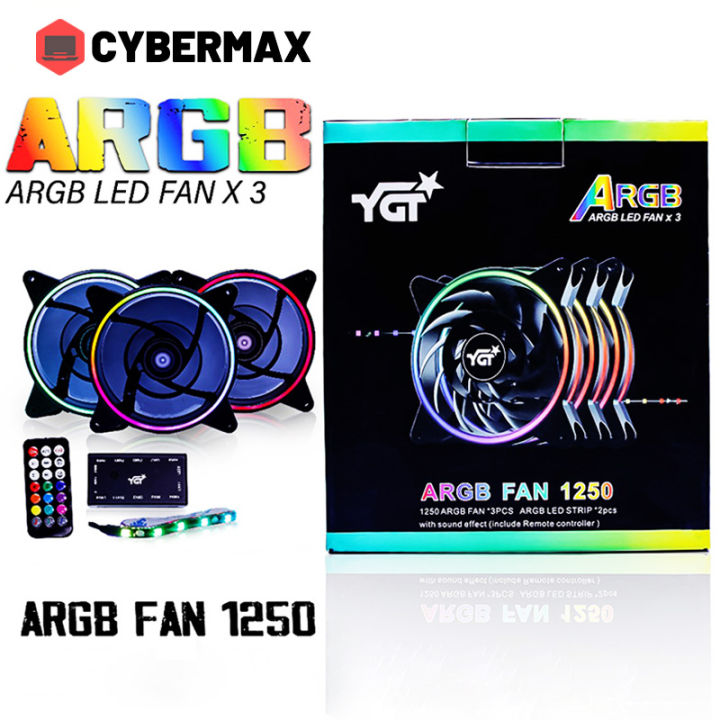 YGT 1250 RGB Case Fan 3Pcs/Set 120mm ARGB Led PC Computer Fan With ...