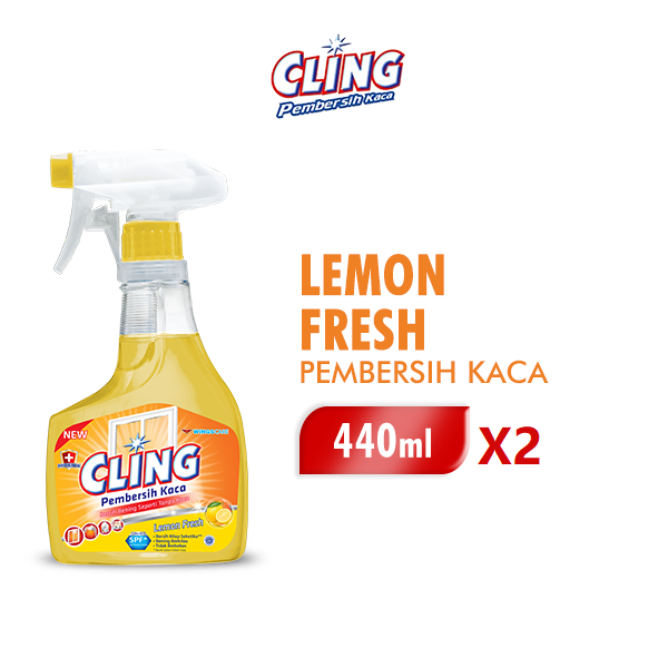 [Paket isi 2] CLING Pembersih Kaca Kuning Lemon Fresh Botol Spray 440ml ...