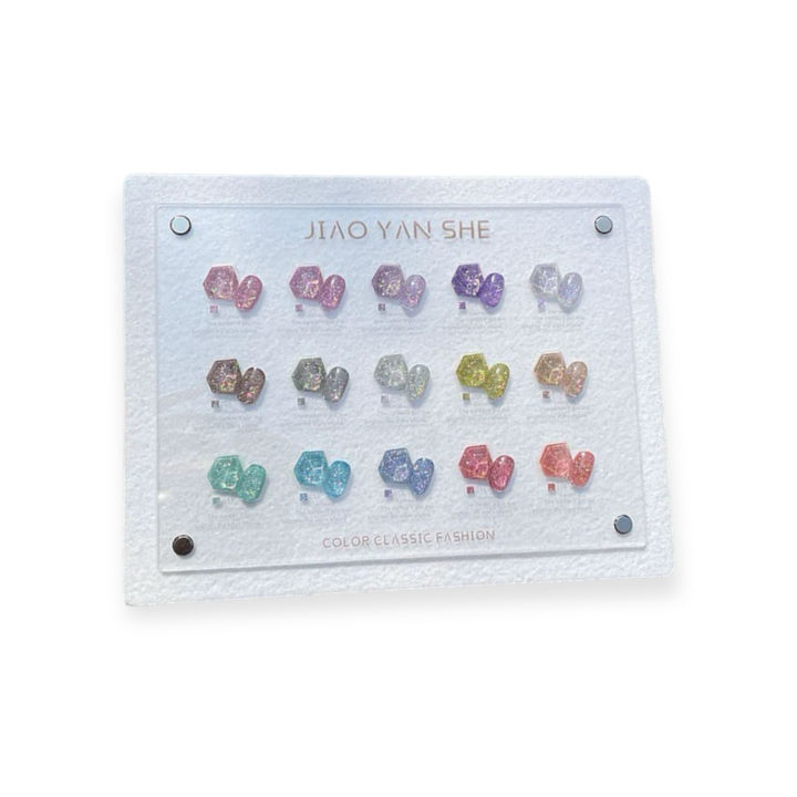 ๋JYS 15 สี 12ml. สีเจล แฟลช กลิตเตอร์ พร้อมชาร์ตสี ออโรร่า | Lazada.co.th