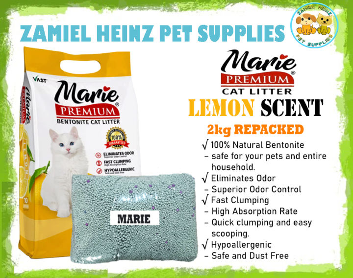 Marie Premium Cat Sand REPACKED - Lemon 2KG | Lazada PH