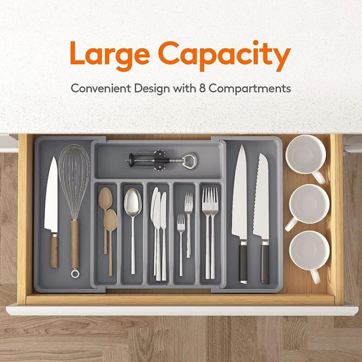 Expandable Utensils Tray Kitchen Cutlery Storage Box Knife Holder ...