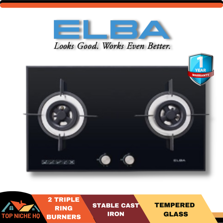 ELBA Double Burners Built-in Glass Hob EGH-K8942G(BK) | Lazada