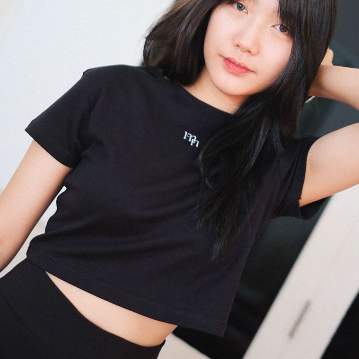 mini.เสื้อครอป (Baby tee) สีดำ | Lazada.co.th