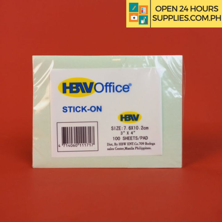 HBW Stick – On 7.6 x 10.2 cm “3X4” 100 sheets per Pad sticky notes ...