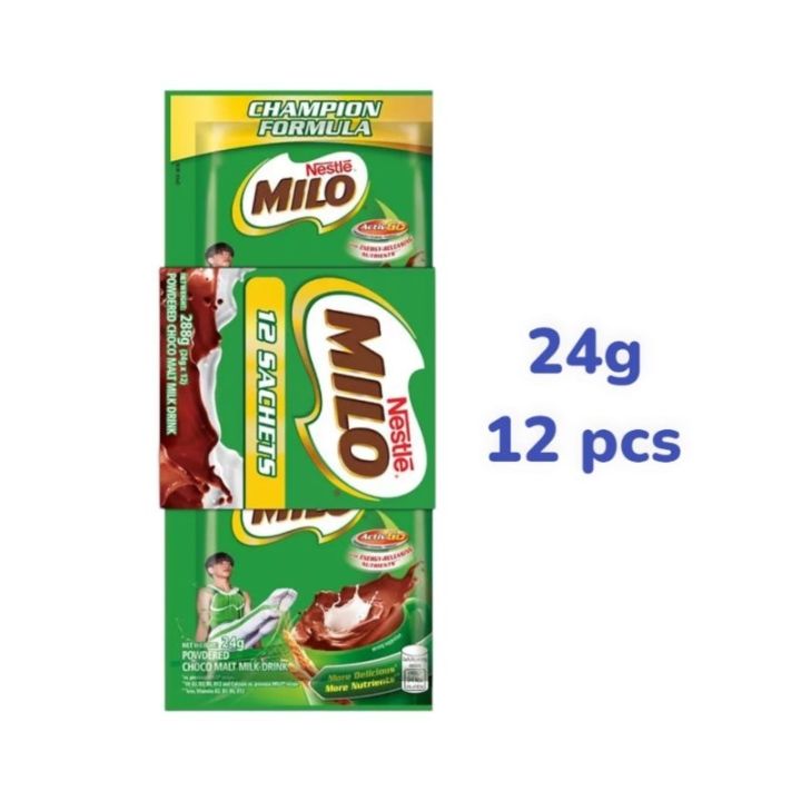 Milo Sachet Activ-Go Choco Malt Powdered Milk Drink 24g Pack of 12 ...