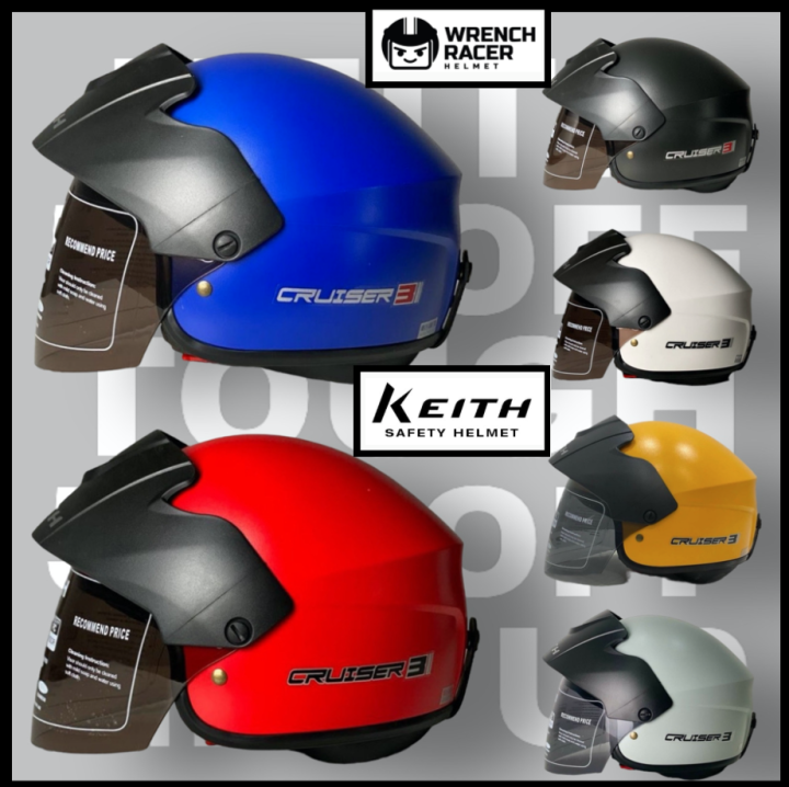 KEITH Cruiser Helmet with Smoke Tinted Visor / Topi Keledar Separuh ...