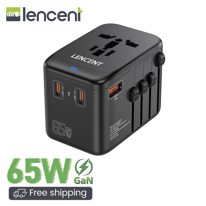 LENCENT GaN III 65W International Travel Adapter, Universal Travel ...