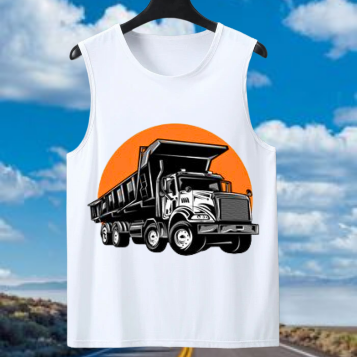BWM 1 Piece Construction Trucks Design Prints White Muscle Sando ...
