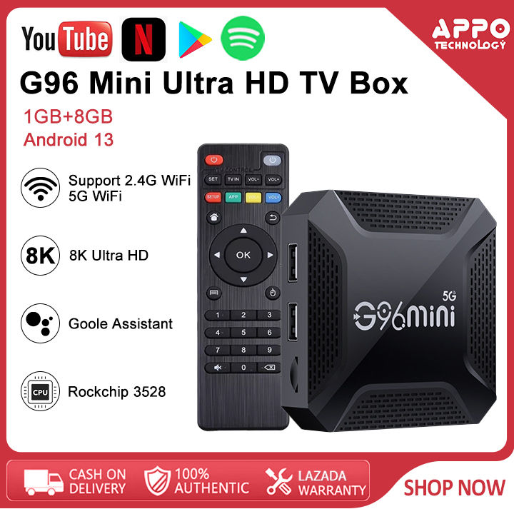 G96 Mini TV Box 8K 1GB+8GB Wireless 2.4G/5G dual-band WiFi Android 13 ...