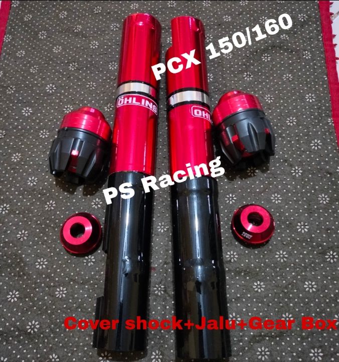(PAKET 3IN1)COVER SHOCK DEPAN PCX 150/160 + JALU AS DEPAN + GEAR BOX ...
