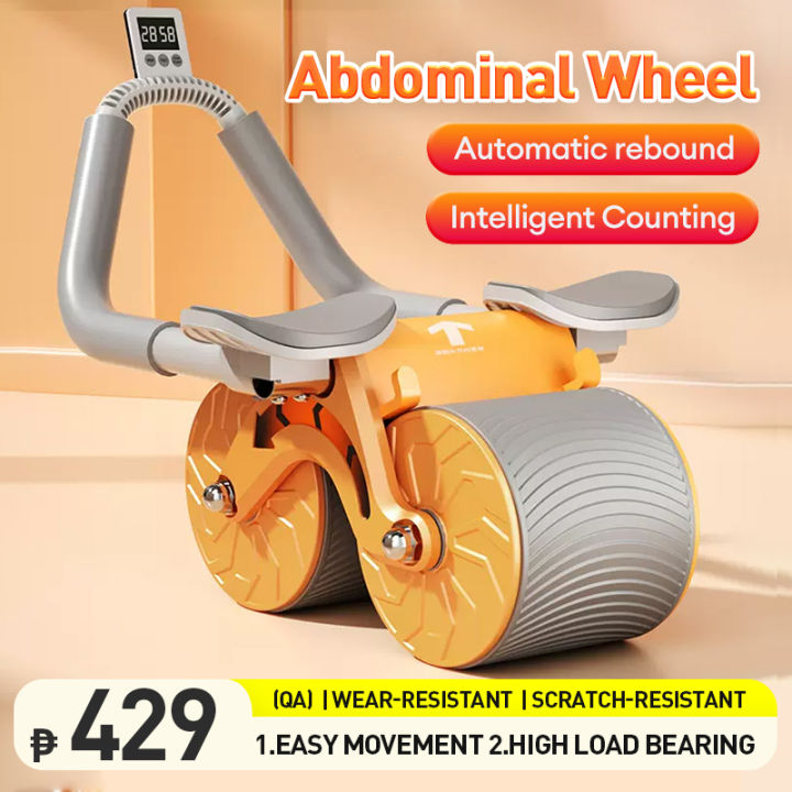 【With Timer】Abdominal Wheel roller Automatic Rebound Abdominal Wheel ...
