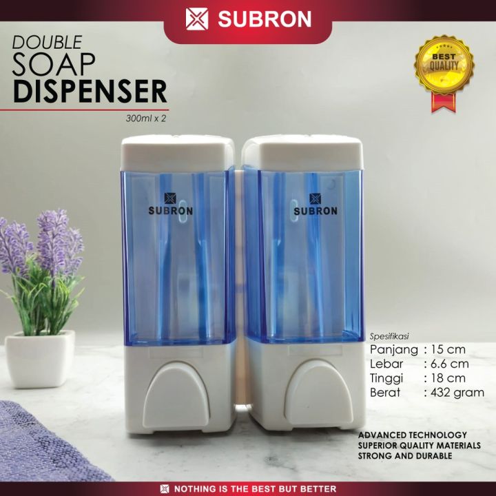 SUBRON Soap Dispenser Double Tempat Sabun Cair Plastik Tebal 300ml x 2 ...
