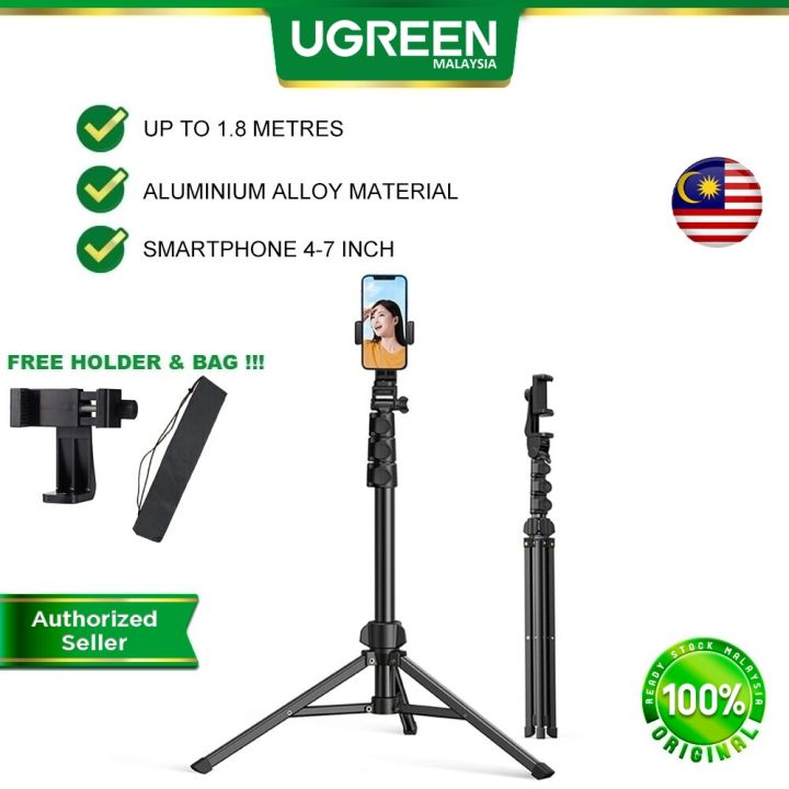 UGREEN Smartphone Tripod Stand Phone Holder Stand 1.8 Metre 180cm for ...