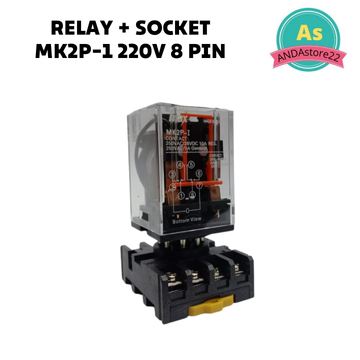 RELAY + SOCKET MK2P 220V AC 8 PIN KAKI | Lazada Indonesia