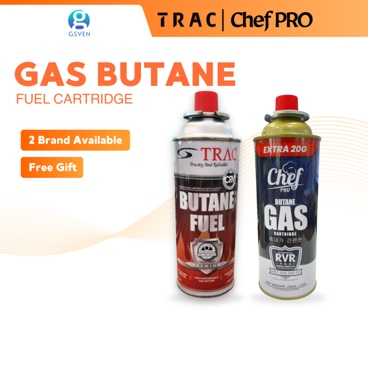 TRAC/CHEF Gas Butane Fuel 250g Canister Cartridge For Portable gas stove dapur gas mini butana ...