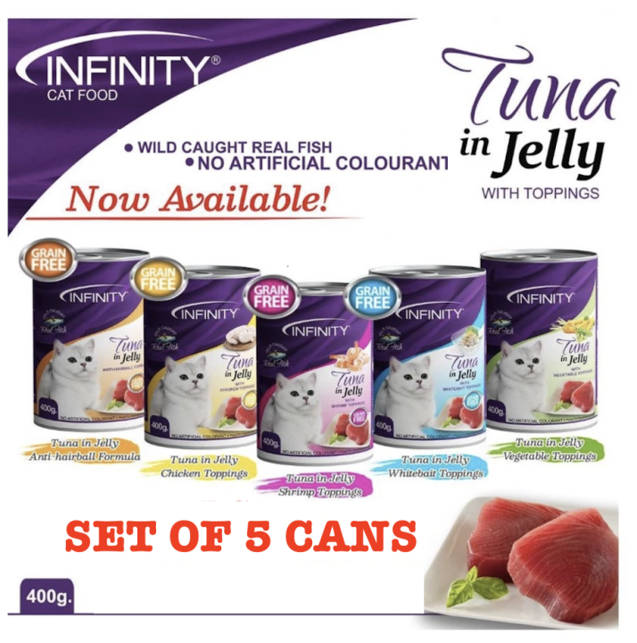 Infinity Canned Wet Cat food Tuna in Jelly 400 g (Can of 5's) | Lazada PH