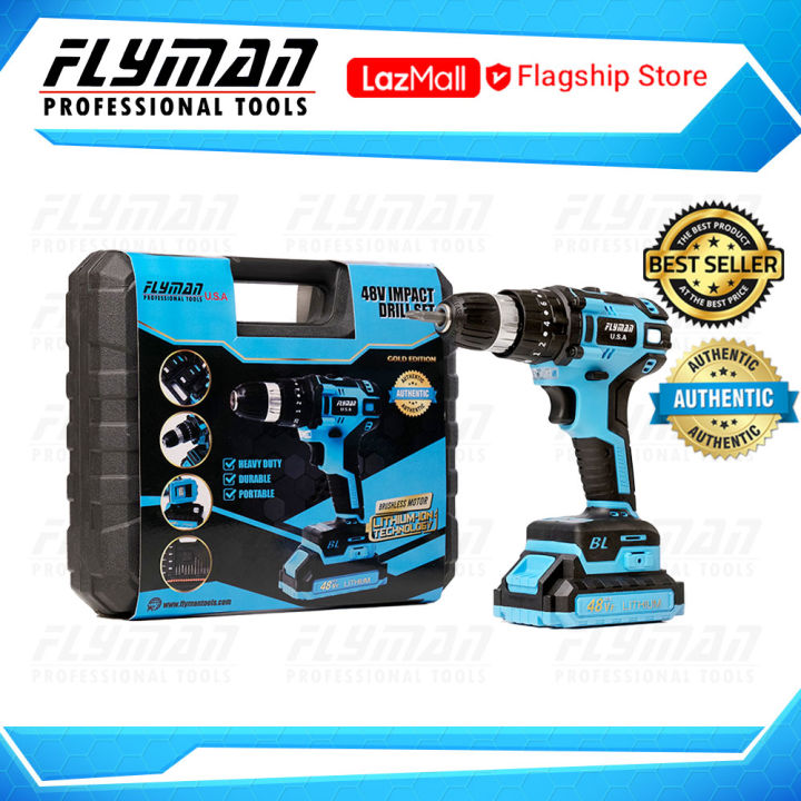 Flyman USA Tools® Cordless Impact Drill 48V Set | Lazada PH