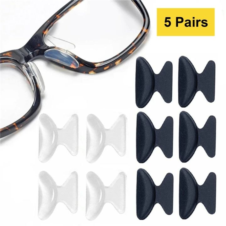 5 Pairs Anti-slip Silicone Stick On Nose Pads for Eyeglasses Sunglasses ...