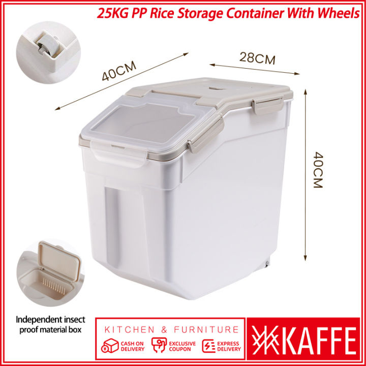 Rice Storage Container with Wheels Seal Locking Lid PP Storage ...